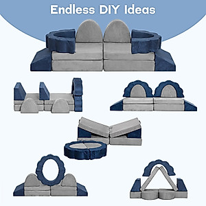 WEEKAN Kids Play Couch Set of 10 Modular toddler couch, Multifunctional Play Kids Sofa Great for Bedrooms and living room, Imaginative Kids Couch for Girls and Boys.