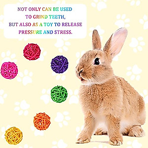 12 Pieces Himalayan Small Pets Lick Salt Block on Rope Set Including 6 Colorful Pet Chew Rattan Balls and 6 Himalayan Salt Lick Small Pet Mineral Salt Chew Treat for Guinea Pig (Mixed Colors)