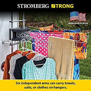 Stromberg Carlson Extend-A-Line 35" Long Versatile Swing Arm Drying Rack and Clothes Hanger with Swinging Towel Bar and Folding Clothes Hanger for RVs, Motorhomes, Campers & Home