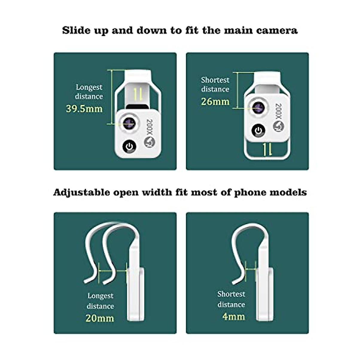 Phone Microscope with CPL Lens/LED Light,200X Pocket Microscope with Universal Phone Clip Compatible with iPhone/Andriod Phone-The Best Portable Microscope to Enjoy Microworld for Kids and Adults