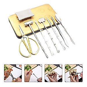 Hemoton 1 Set of 8pcs Seafood Tools Set Stainless Steel Crab Lobster Crackers Forks Opener Crab Mallets Shellers Spoon Fork Lobster Crab Sheller Opener Tools