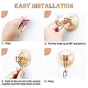 Suction Cup Hooks Reusable Heavy Duty Vacuum Suction Cup Hooks Bathroom Kitchen Window Glass Hooks for Loofah Key Towel Robe Utensils Wreath Christmas Festival Decorations - 2 Pack, Orange