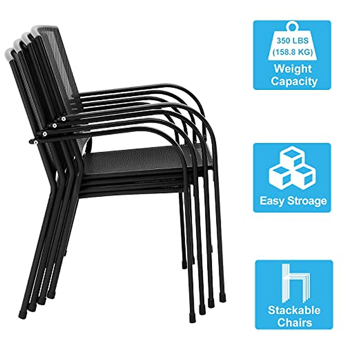 AECOJOY 5 Piece Outdoor Table and Chair, Patio Outdoor Dining Set with 1.73" Umbrella Hole, Patio Table and Chair Set of 4 for Garden,Bistro,Deck