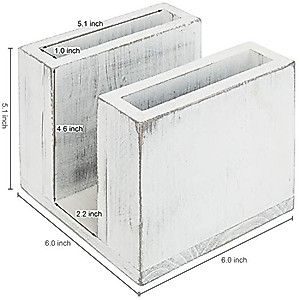 MyGift Vintage White Solid Wood Napkin Holder and Utensil Holder with 3 Compartments, Buffet Napkin and Flatware Holder Caddy