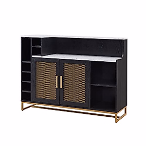 Home Source Black Accent Bar Cabinet with Mesh Door