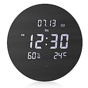 TOSTOG Digital Wall Clock Silent Kitchen Clock Non Ticking Wall Clock,12 Inch LED Wall Clocks with Display of Time/Date/and Temperature/Humidity,Three Modes for Choose