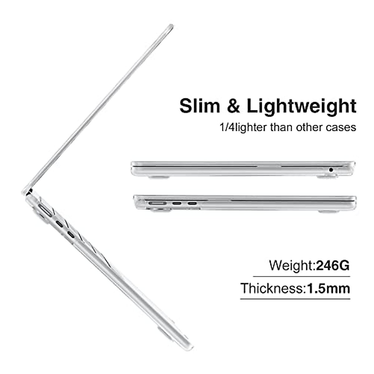 EooCoo Compatible with New MacBook Air 13.6 inch Case 2022 A2681 M2 Chip with Retina Display，Plastic Hard Shell Case + TPU Keyboard Skin Cover + Polishing Cloth + Screen Protector - Crystal Clear