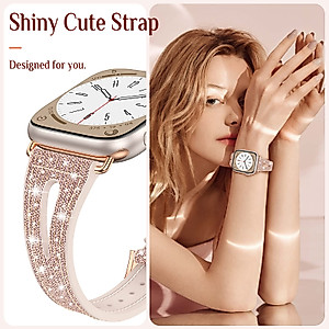 Goton Bling Silicone Band Compatible with Apple Watch 46mm 45mm 44mm 42mm 41mm 40mm 38mm Series 10 9 8 7 6 5 4 3 2 SE Women, Glitter Strap Accessories