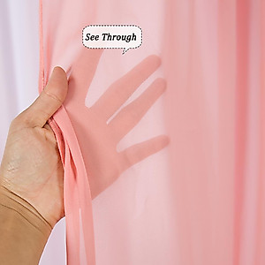 Pink Chiffon Wedding Party Stage Drapes - 10ft Long, 2 Panels, Rod Pockets