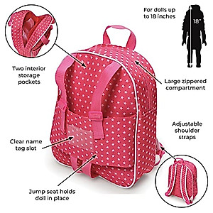 Badger Basket Toy Doll Travel Backpack Storage Bag for 18 inch Dolls - Pink/Star