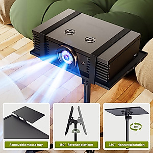 Projector Stand Laptop Tripod Stand - Portable Stand Adjustable Height 20 to 60 Inch, Projector Stand with Gooseneck Phone Holder ＆ Mouse Tray, Laptop Floor Stand for Podium, Home, Studio, DJ Racks