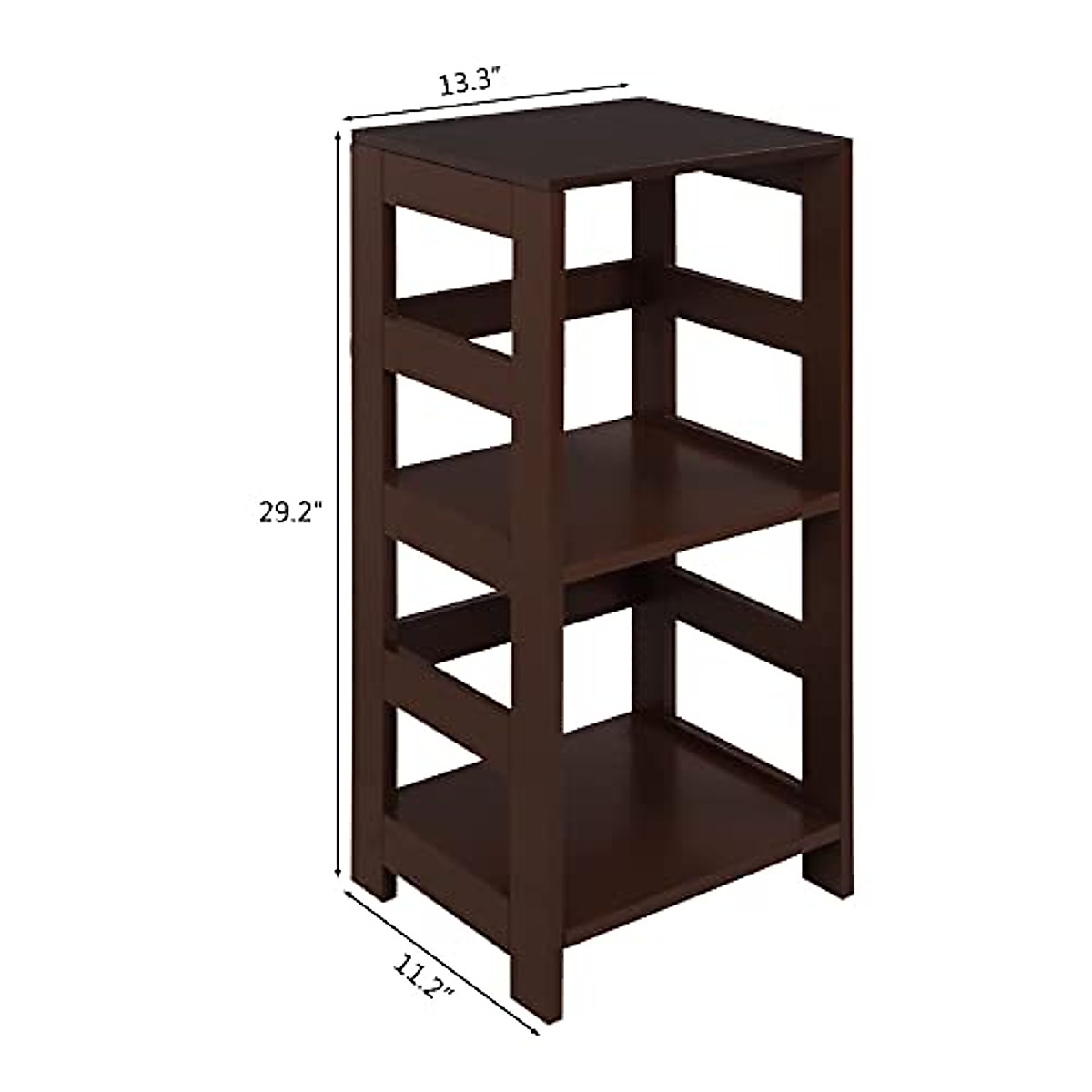 Small Bookshelf for Small Spaces, 3 Tier Book Shelf Organizer, Wooden Narrow Bookcase, Short Bookshelf for Bedroom, Living Room, Home, Office (13" W x 11" D x 29" H, Dark Brown)