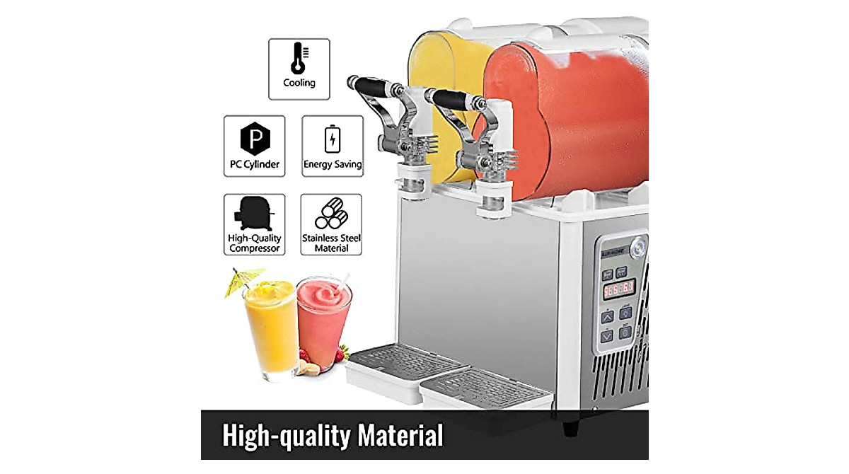 VEVOR Commercial Slushy Machine - Dual 3L Stainless Steel 340W