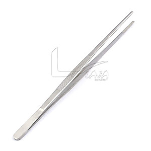 LAJA Imports Stainless Steel Tongs Tweezer With Precision Serrated Tips for Surgi & Sea Food (8" 10" 12")