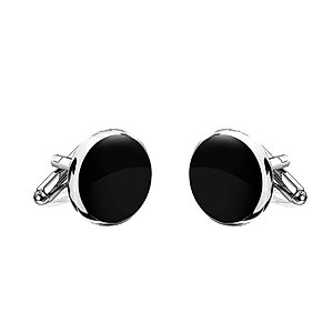 Elegant Cufflinks for Men, Jewelry Stainless Steel Classic Tuxedo Shirt Cuff Links with Gift Box for Men Unique Business Wedding- Black Toned