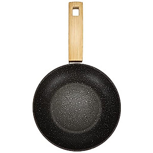 ALLUFLON Etnea Wood Edition Frying Pan, Hardoise Non-Stick and Anti-Scratch Coating, Wood Effect Handle, Safe, 20 cm