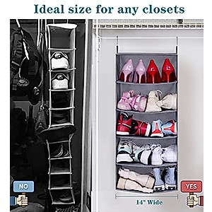 KEETDY Hanging Shoe Organizer to Store 10 Pairs Shoes 5- Shelf Shoe Rack for Closet for Small Space Storage Bedroom, Dorm, Grey
