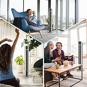 Lasko Portable Electric 48" Oscillating Tower Fan with Fresh Air Ionizer, Timer and Remote Control for Indoor, Bedroom and Home Office Use, Gray T48310