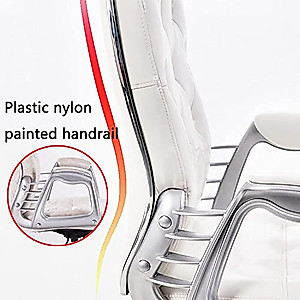 PU Leather Mid Back Office Chair, Ergonomic Swivel Chair, Lounge Chair, Delicate Rhinestone Inlay, with Fixed Armrests, Adjustable Height,Rolling Wheels (Pink)