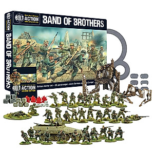 Wargames Delivered Bolt Action Miniatures - Band of Brothers Starter Set- English Language. Action Figures 28mm WWII Miniature Models and Tanks for Miniature Wargaming by Warlord Games
