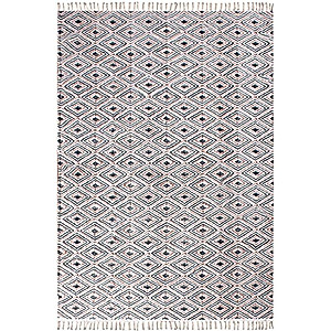 Casavani Indian Handmade Brown, Beige Geometric Area Rug Boho Kilim Flat Weave Indoor Hall Room Decor Carpet Throw Rug Boho Rugs for Bedroom Living Room Bathroom Balcony 4x8 Feet