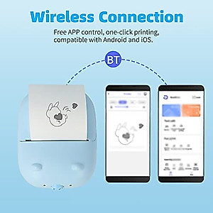 N/A 200dpi Mini Pocket Printer Portable Thermal Printer Photo Picture EList Receipt Printer BT (Color : Blue)