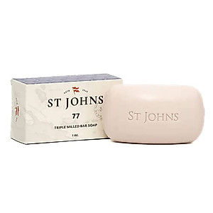 St. John No. 77 Luxury Soap Bar for Men 3X Triple Mille Bath, Body, Shower Soap Bar. 7 Oz Premium Creamy Scented Lather. Best smelling, selling soap bar for guys. Olive Oil, Glycerine, Vitamin E.