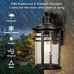 Darkaway Outdoor Porch Lights Wall Mount, Outdoor Light Fixtures Sconces Wall Lighting with Seeded Glass Waterproof Exterior Lights for Patio Yard House Hallway Doorway Garage(2 Pack, Black)