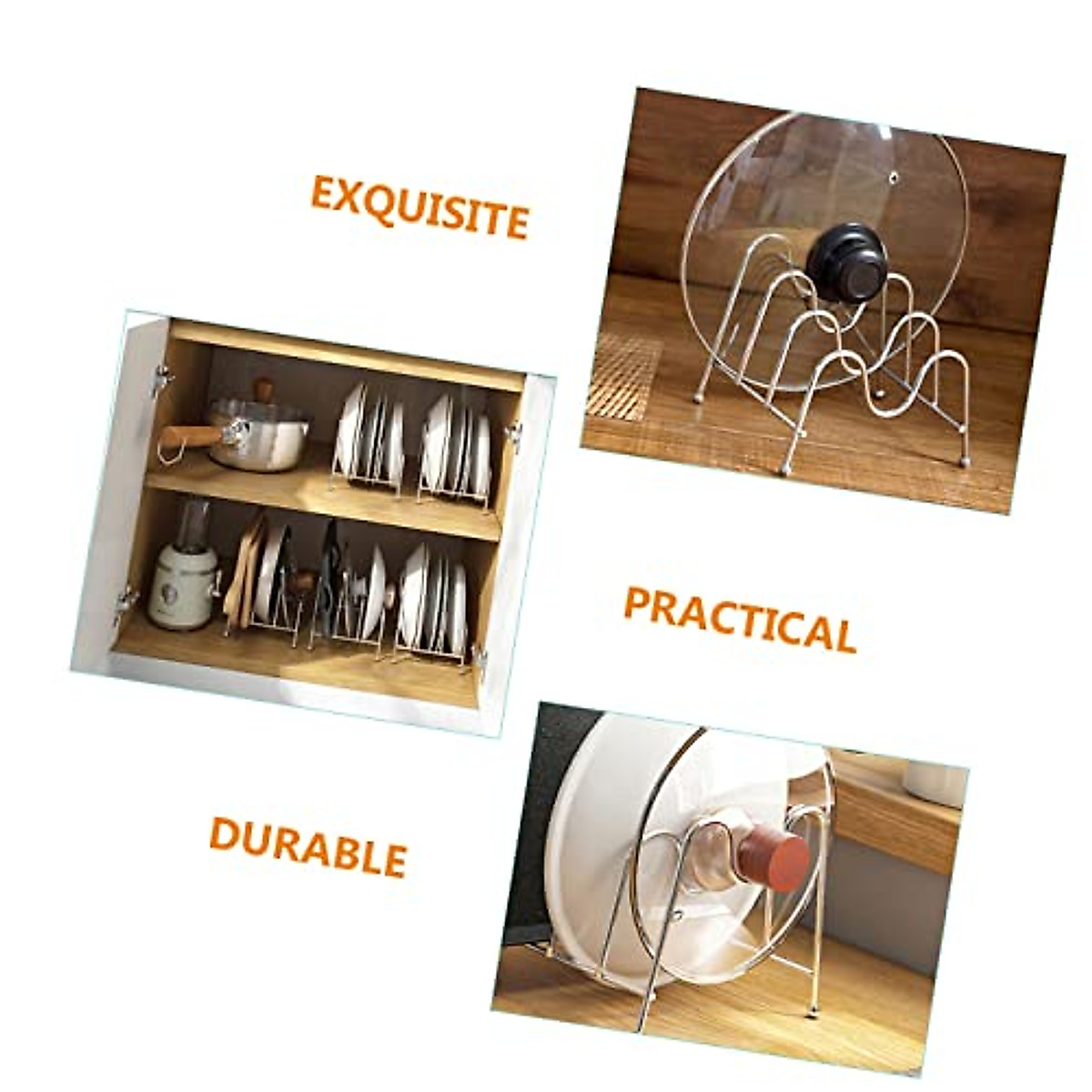 Alipis Accessory Lid Cutting Plates Holder Kitchen For Cookware Storage Steel Dish Pan Holding Drying Plate Organizer Drainer Board Saucepans Wok Pantry Rack Stainless Cup Rest Cupboard