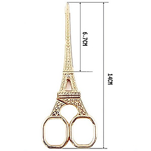 Honbay 5 Inch Gold Plated Stainless Steel Eiffel Tower Embroidery Scissors Sewing Scissors Craft Scissors for Art Work