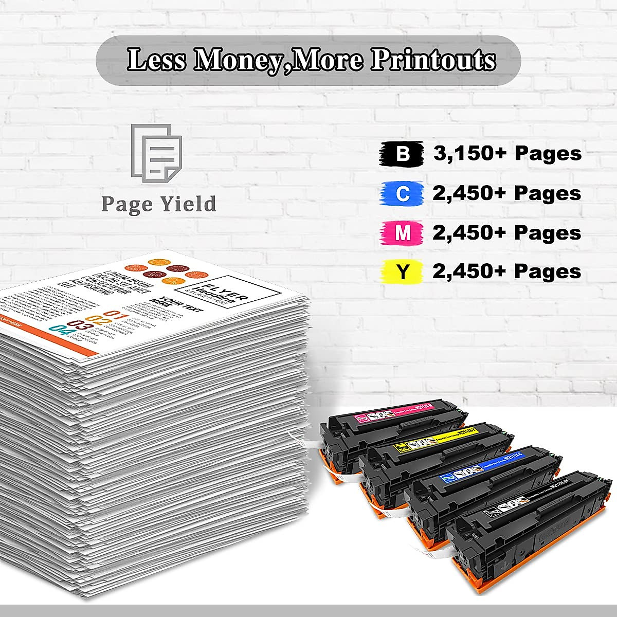 TOPRINT【with Chip 4 Packs 206X Compatible Toner Cartridges W2110X W2111X W2112X W2113X High Yield 3150Pages Black,2450Pages CMY for HP Color Laserjet M255dw M255nw M282nw M283fdw M283fdn M283cdw