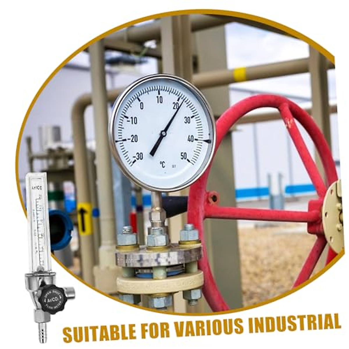 OKUMEYR 3pcs Barometer Carbon Dioxide Flowmeter Measurement Flowmeter Argon Flowmeter Flow Meter Flowmeter Tube for Air Carbon Dioxide Flow Indicator Regulator Aluminum Alloy Transparent