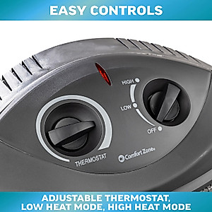 Comfort Zone Indoor Tower Space Heater, Adjustable Thermostat, Radiant Heat, Electric, Infrared Quartz, 2 Heat Settings, Overheat Protection, Ideal for Home, Bedroom, & Office, 1,500W, CZQTV007BK