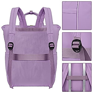 Puffy Tote Bag Backpack for Women, 15.6 Inch Convertible Backpack Tote Waterproof, Lightweight Computer Laptop School Backpack Bookbag Casual Daypack for Girls Ladies Teacher College Student, Purple