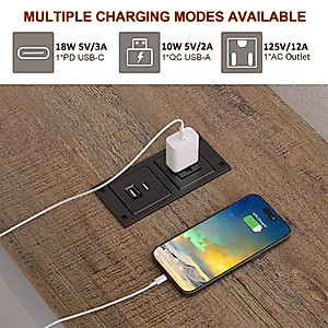 FAGAGA 1400W Electric Fireplace Heater, 3D Infrared Fireplace Table with Wheels and Charging Station, Safety Certified, Overheating Safety Protection (Espresso)