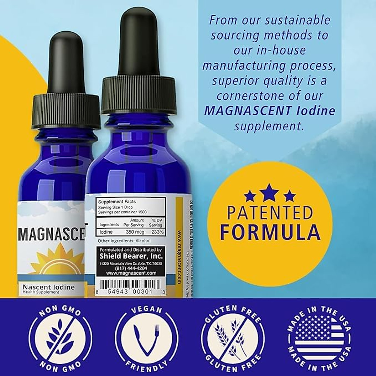 Magnascent Nascent Iodine Organic Daily Health Supplement High Potency 2% Concentrated Liquid Iodine Drops Supports Energy & Metabolism (1oz/30ml)