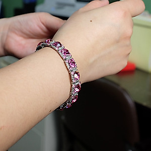 Falari Crystal Stretch Bracelet Wedding Bracelet (Rose Pink)