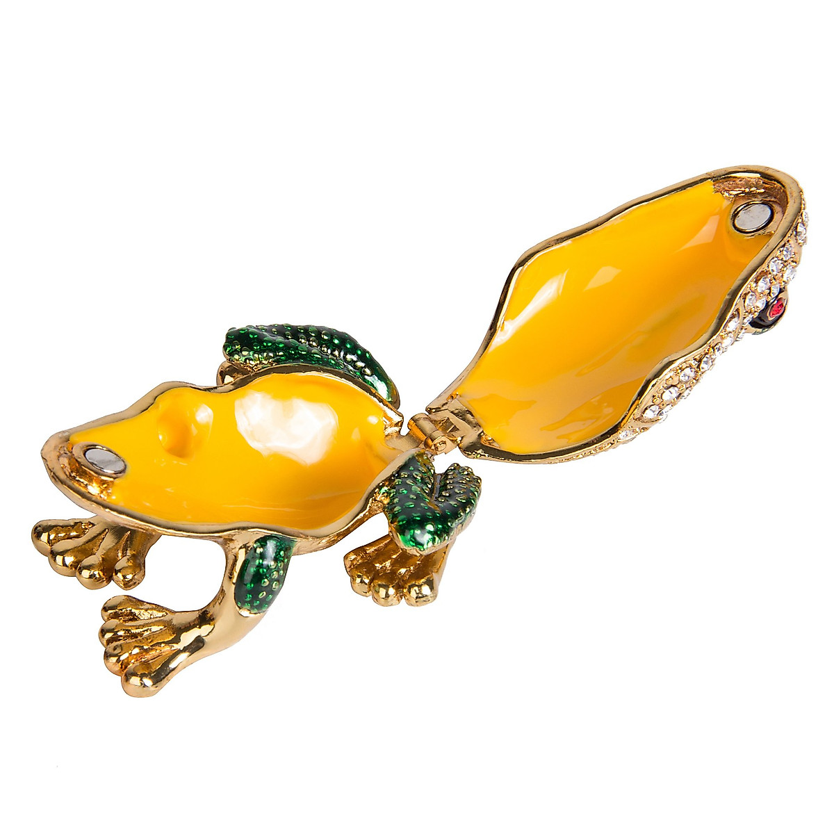QIFU Hand Painted Enameled Frog Style Decorative Hinged Jewelry Trinket Box Unique Gift for Home Decor