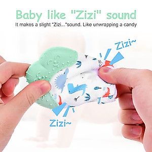 2Pack Silicone Teething Mitt, Soothing Infant Teething Mitten Pain Relief, Prevent Scratches Glove, Safe Silicone Teething Toys for 0-12 Months