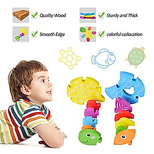 Pntpolk Toddler Puzzles for 1 2 3 Years Old Wooden Toddler Jigsaw Animal 2 Pack for Boys Girls Montessori Educational Gift Toy Colors & Shapes Cognition Skill Learning Puzzles Gift