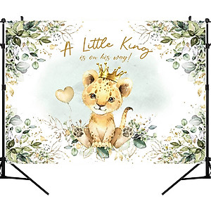MAYSSKQ Lion Baby Shower Backdrop Safari Wild Green Leaves Baby Shower Background We are Roaring with Excitement Lion Baby Shower Backdrops Cake Table Decorations (7x5ft)