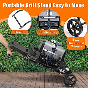 GRILL FORCE Portable Grill Cart for Ninja OG701 OG751, Collapsible Outdoor Grill Stand for Ninja Woodfire Grill, Fits Ninja OG700 Series, Traeger Ranger,Pit Boss 10697/10724 and 22" Blackstone Griddle