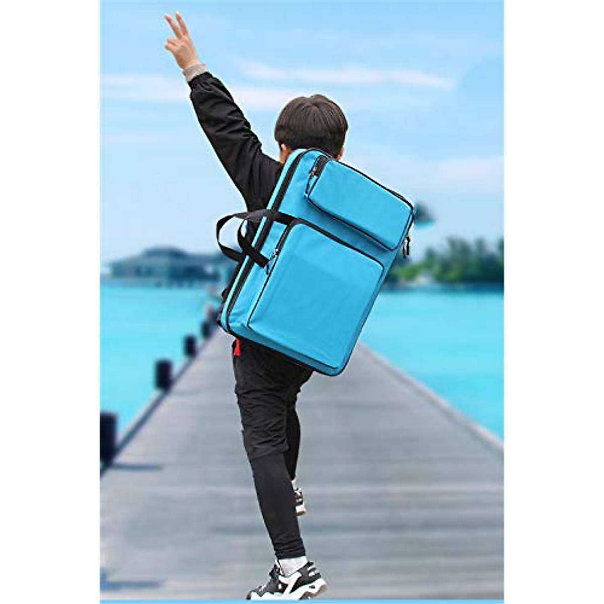 Water-Resistant Art Portfolio Carry Case Bag Backpack 18.6" x 13.9" Student Artist Portfolio for Art Supplies Storage and Traveling Drawing Board Folding Easel Palette Sketch Paper Brushes Pencils