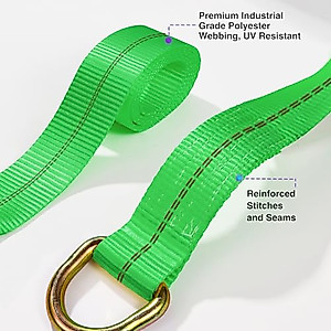 Trekassy 2”x 96” Car Tie Down Tire Straps with 16" Chain Anchors for Trailers, 3,333lbs Safe Working Load