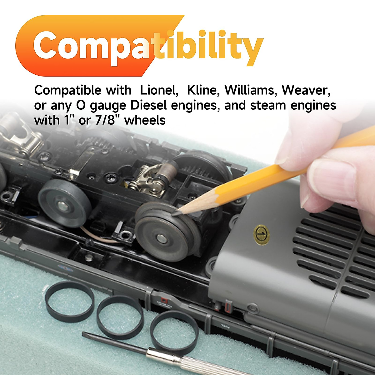 222-108 Diesel Traction Tire - 7/8" Traction Engine Rubber Tires Replacement for Lionel traction, Fits MTH K-LINE and WILLIAMS O-Gauge