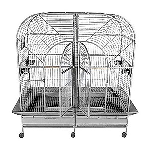 A&E Cage Co. Double Macaw Cage with Removable Divider, 64"x32", Black