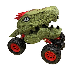 Aeromax Dino-Faur Pull Back Dinosaur Truck, Green with Red Accent