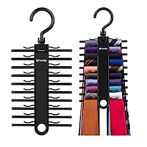 Tenby Living 2-Pack Black Tie Rack, Organizer, Hanger, Holder - Affordable Ti.