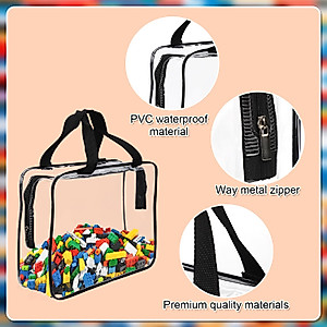 lasuroa 6pcs Toy Storage Bags with Stickers, Large Board Game Storage Bags Clear Storage Bags with Zipper Bliss Bins Toy Storage Organizing Bags for Board Games Building Blocks Puzzles