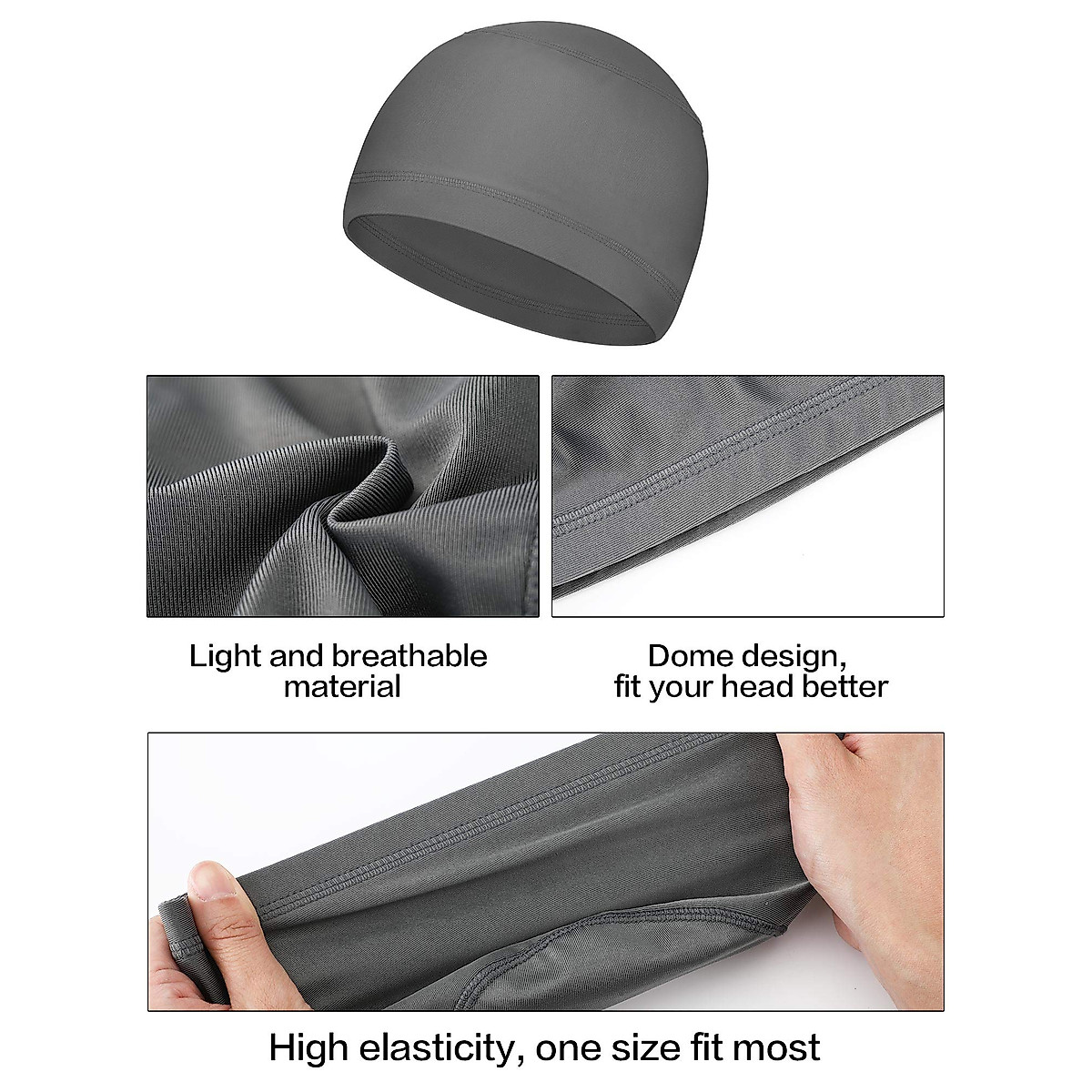 Geyoga 6 Pieces Skull Cap Sweat Wicking Cap Running Hats Helmet Liner for Men and Women Fitting Running Jogging Exercise(White, Grey, Orange, Sapphire Blue, Dark Blue, Black)